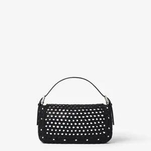 Fendi Baguette® 26424 Re Edition Bag With Black Embroidery And Mirrors